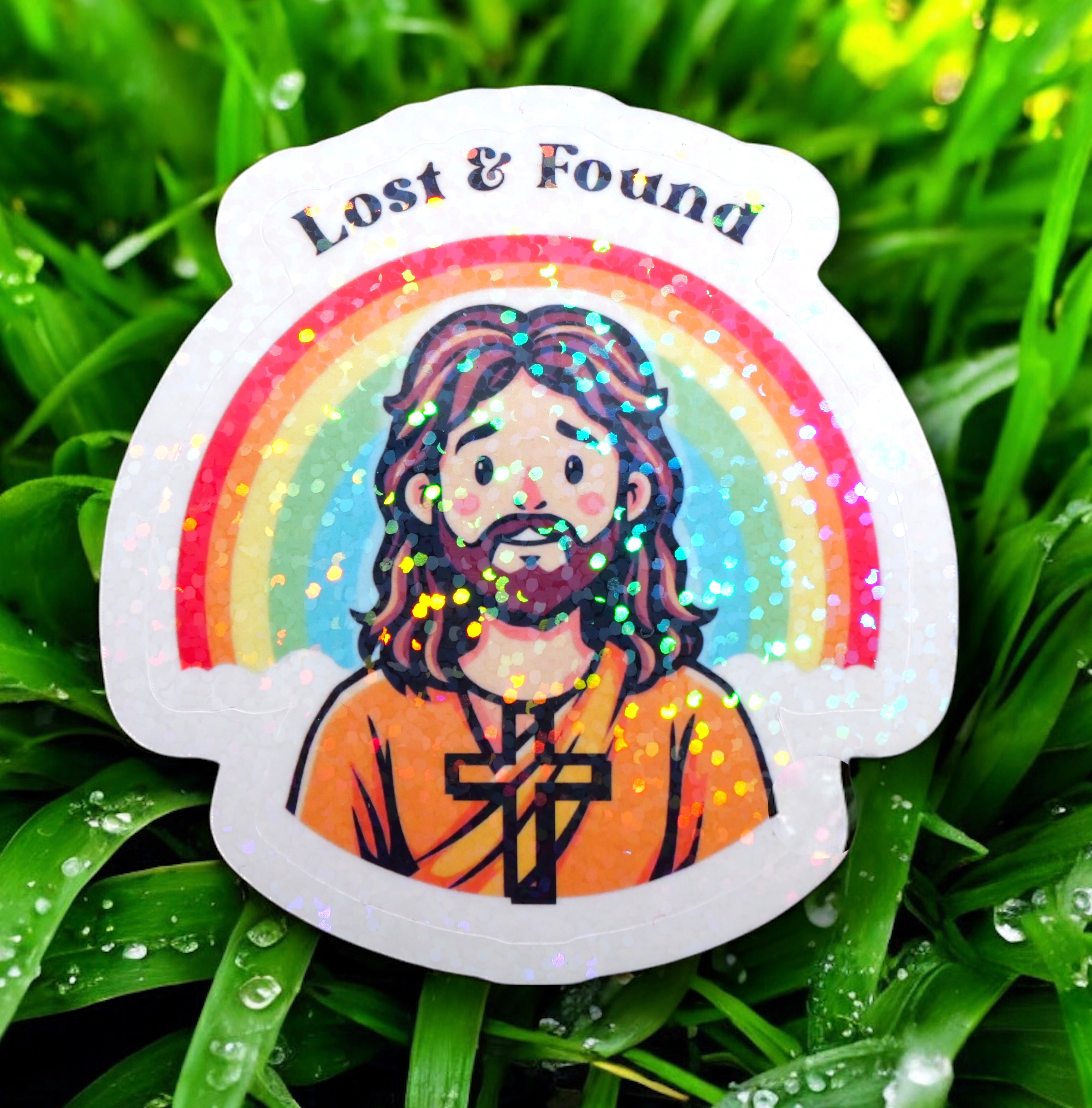 Rainbow Jesus Sticker (Holographic) – Lost & Found